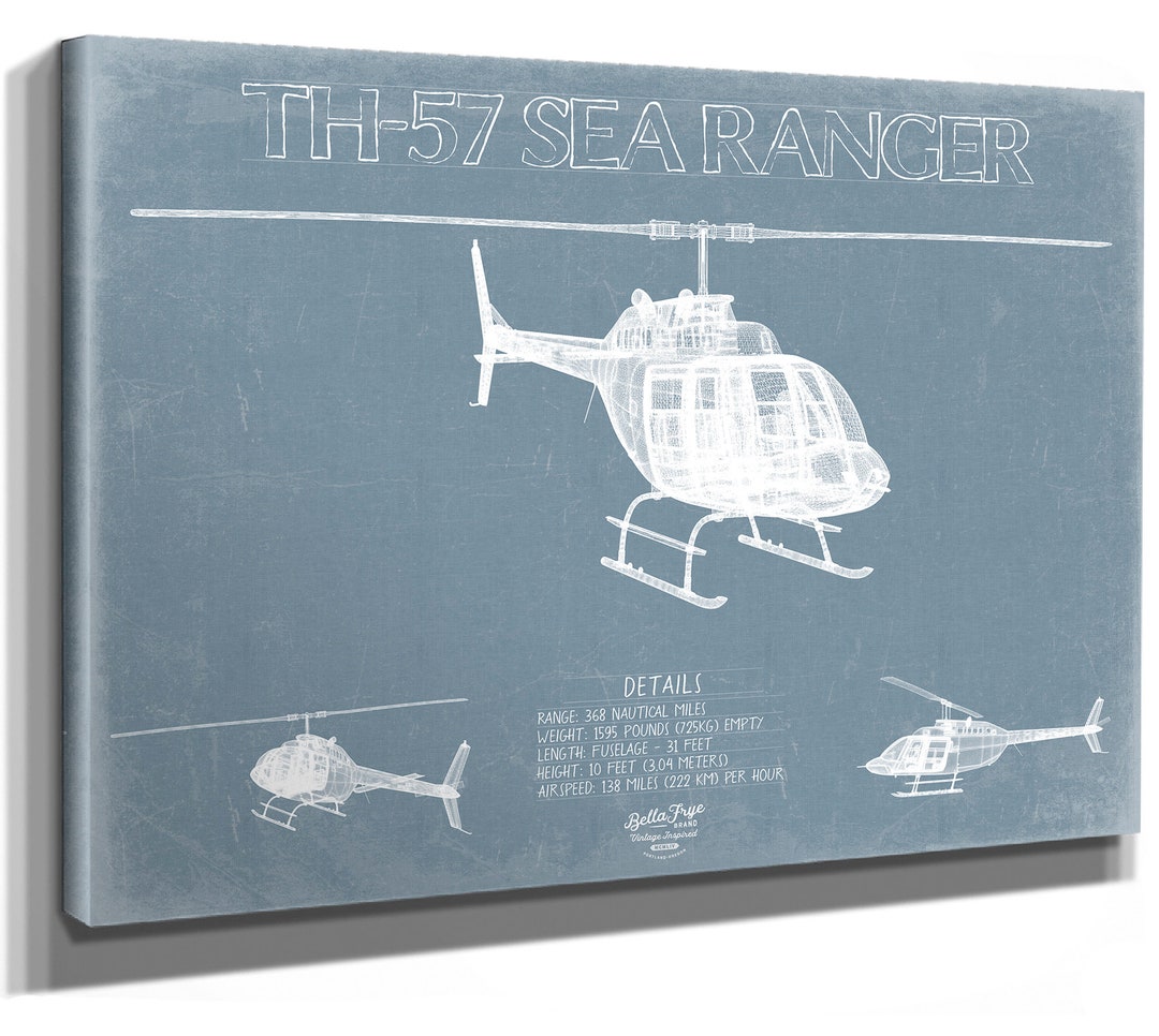 Bell TH-57 Sea Ranger Helicopter Blueprint Wall Art - Original ...