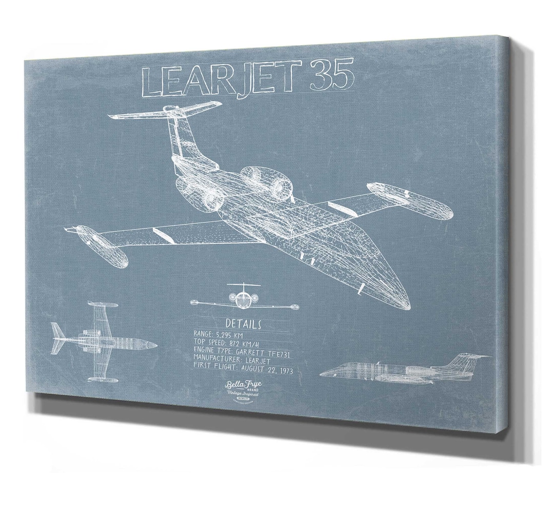 Learjet 35 Aircraft Blueprint Wall Art - Original Airplane Print - Etsy