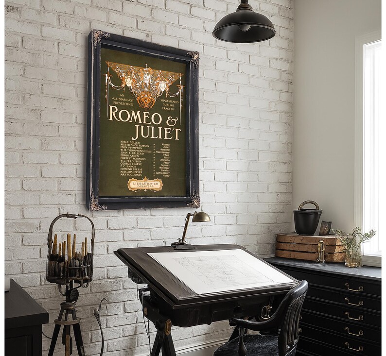 Romeo and Juliet Vintage Theatre Poster: Shakespeare Wall Art - Etsy
