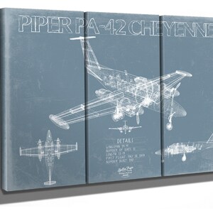 Piper PA-42 Cheyenne Aircraft Blueprint Wall Art Original Airplane ...