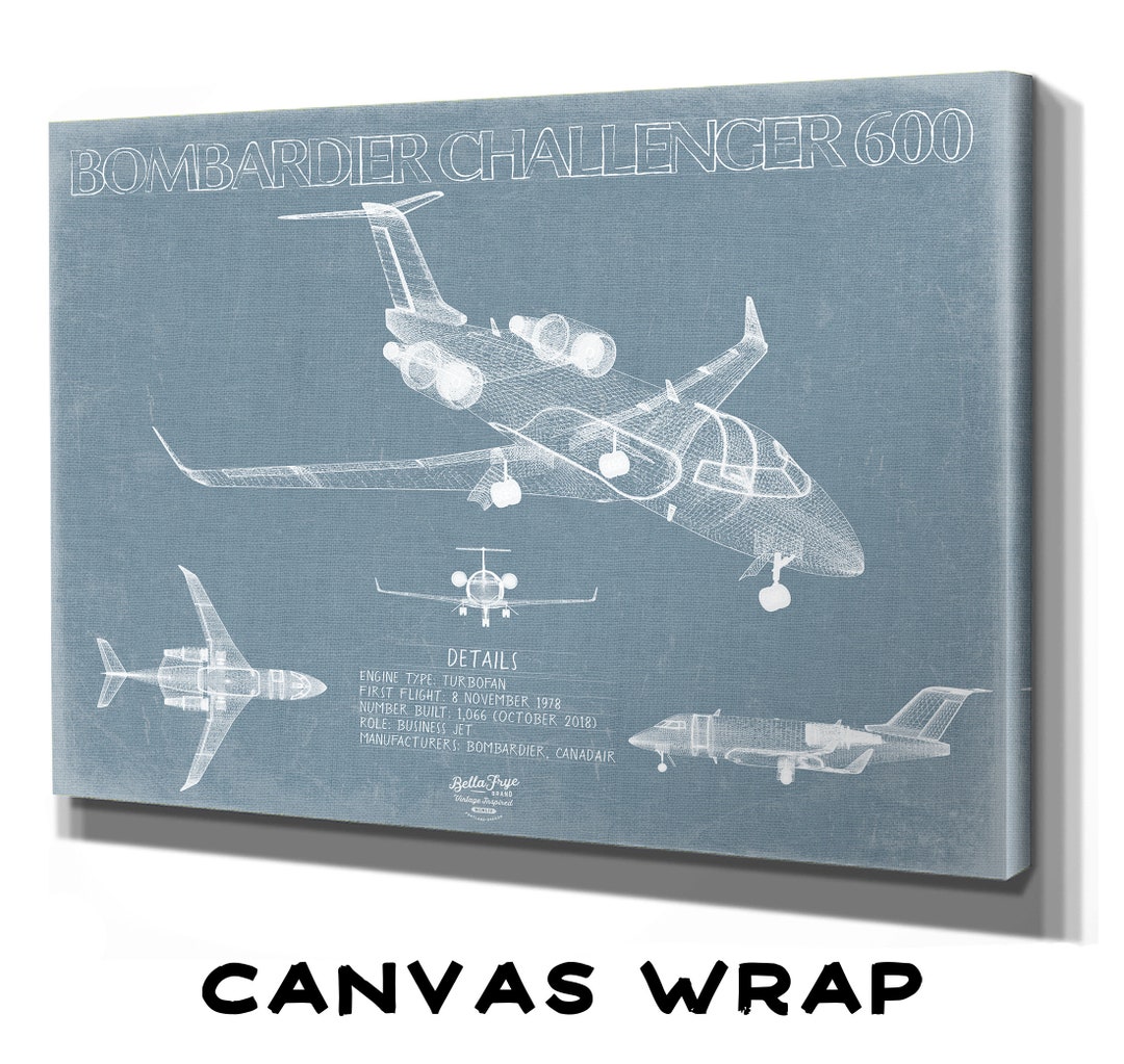 Bombardier Challenger 600 Aircraft Blueprint Wall Art - Original ...