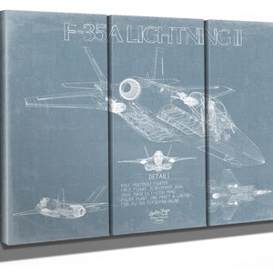 F-35A Lightning II Aircraft Blueprint Wall Art - Original Fighter Plane ...