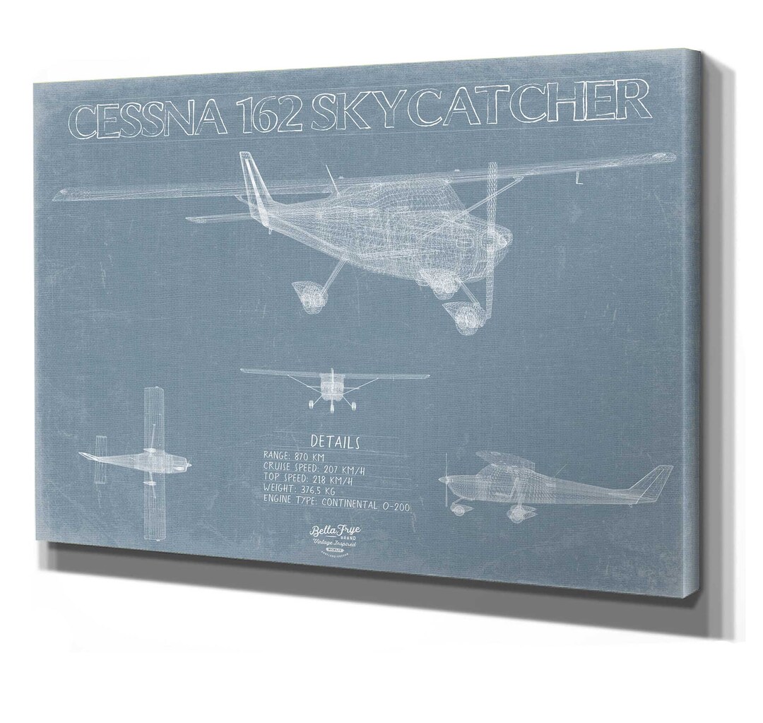Cessna 162 Skycatcher Aircraft Blueprint Wall Art - Original Airplane ...