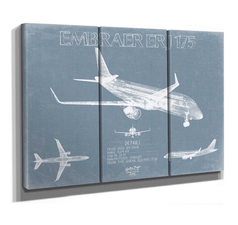 Embraer ERJ-175 Aircraft Blueprint Wall Art Original - Etsy