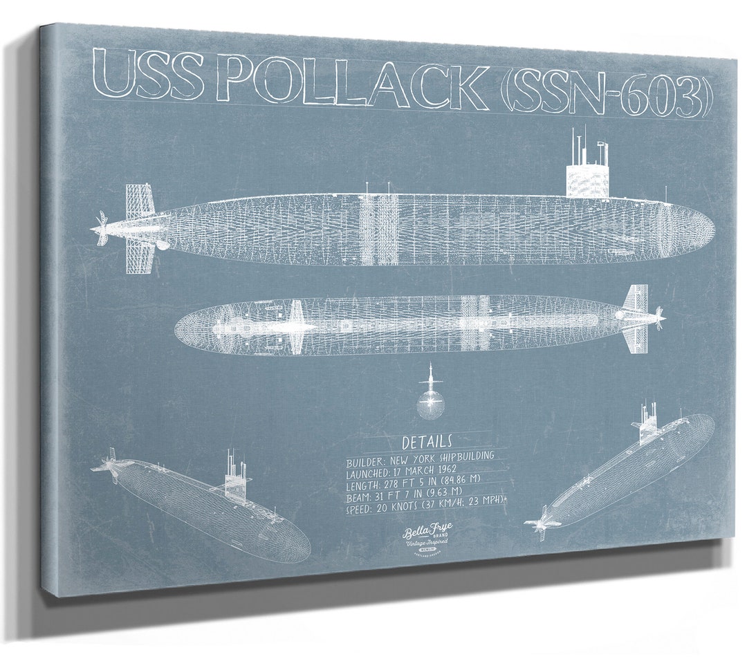 USS Pollack (SSN-603) Blueprint Wall Art - Original Submarine Print - Etsy
