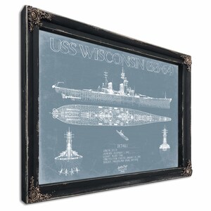 USS Wisconsin (BB-64) Blueprint Wall Art - Original Battleship Print - Etsy