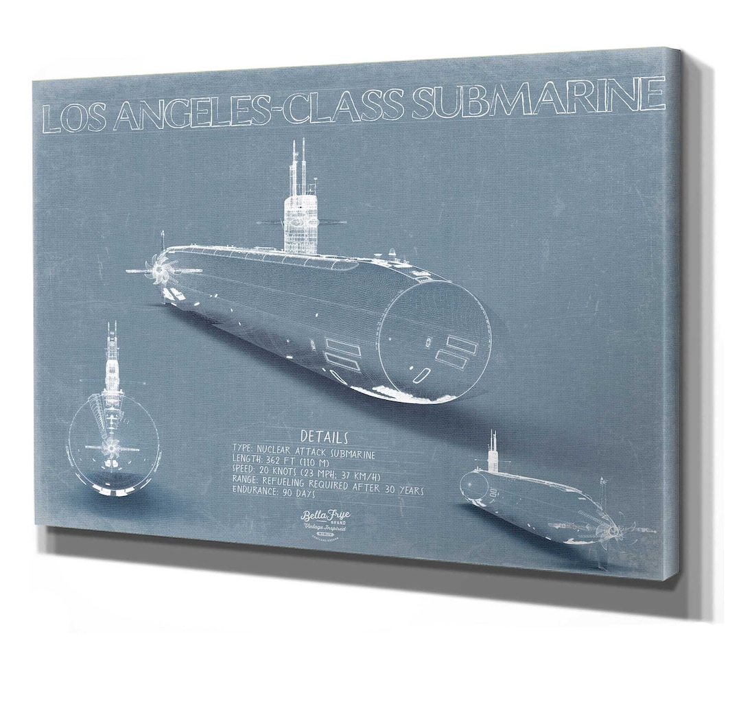 Los Angeles Submarine Blueprint Wall Art - Original Nautical Print - Etsy