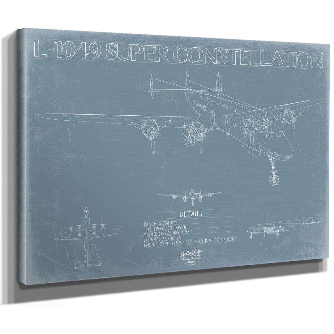Lockheed L-1049 Super Constellation Aircraft Blueprint Wall Art ...