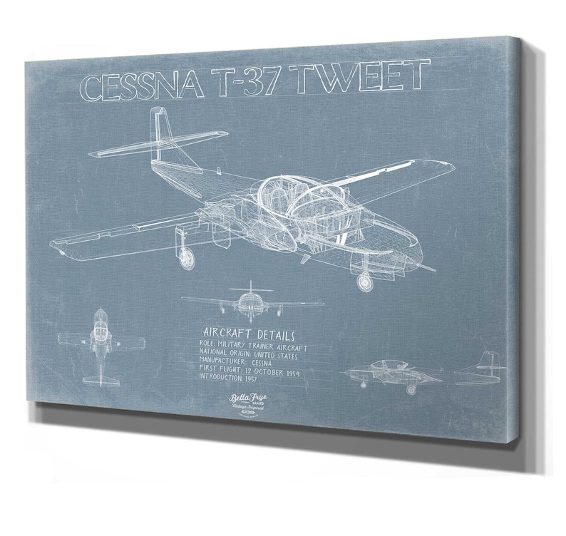 Cessna T-37 Tweet Aircraft Blueprint Wall Art Original - Etsy
