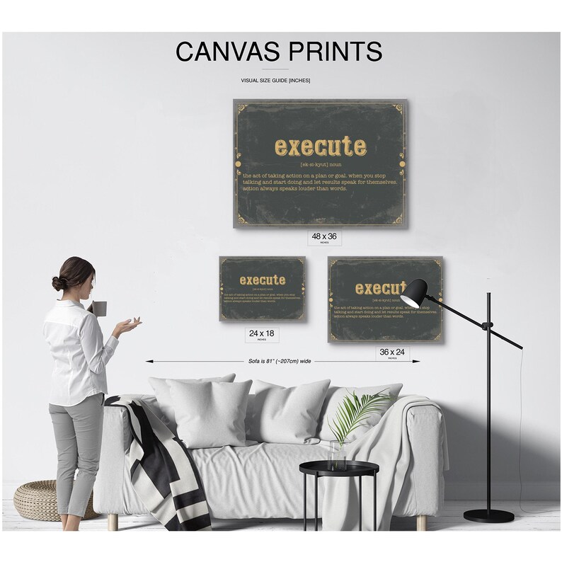 Execute Word Definition Wall Art - Gift for Strength Dictionary Artwork ...