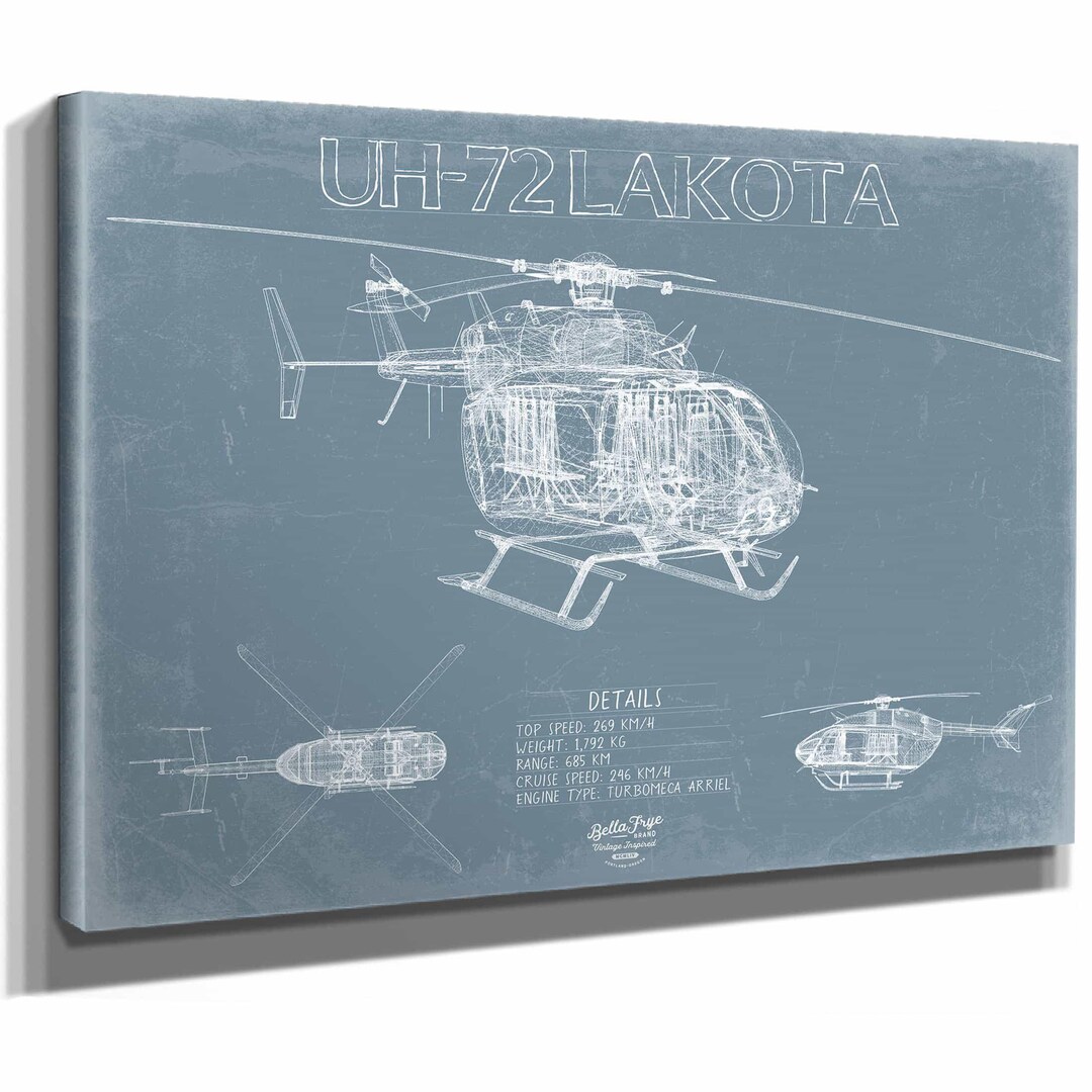 Eurocopter UH-72 Lakota Helicopter Blueprint Wall Art - Original ...