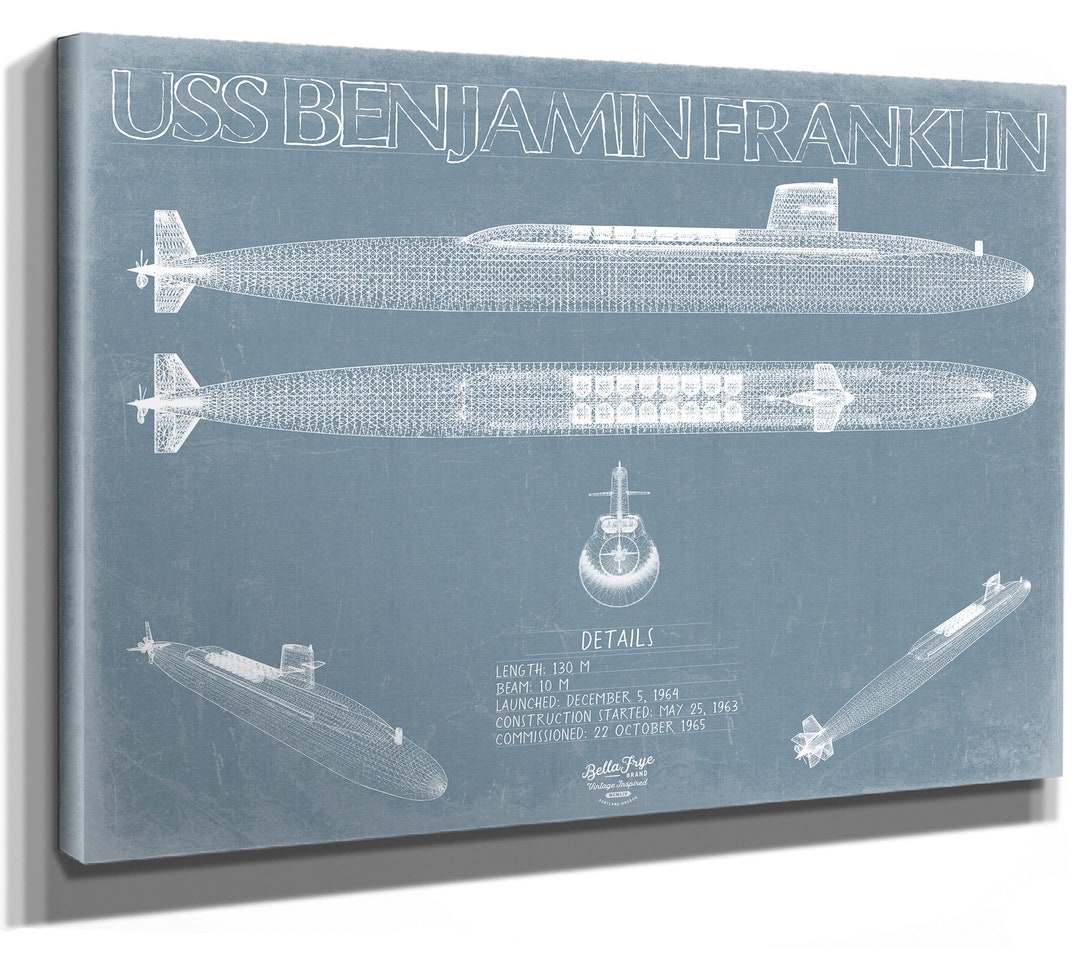 USS Benjamin Franklin (SSBN-640) Blueprint Wall Art - Original ...