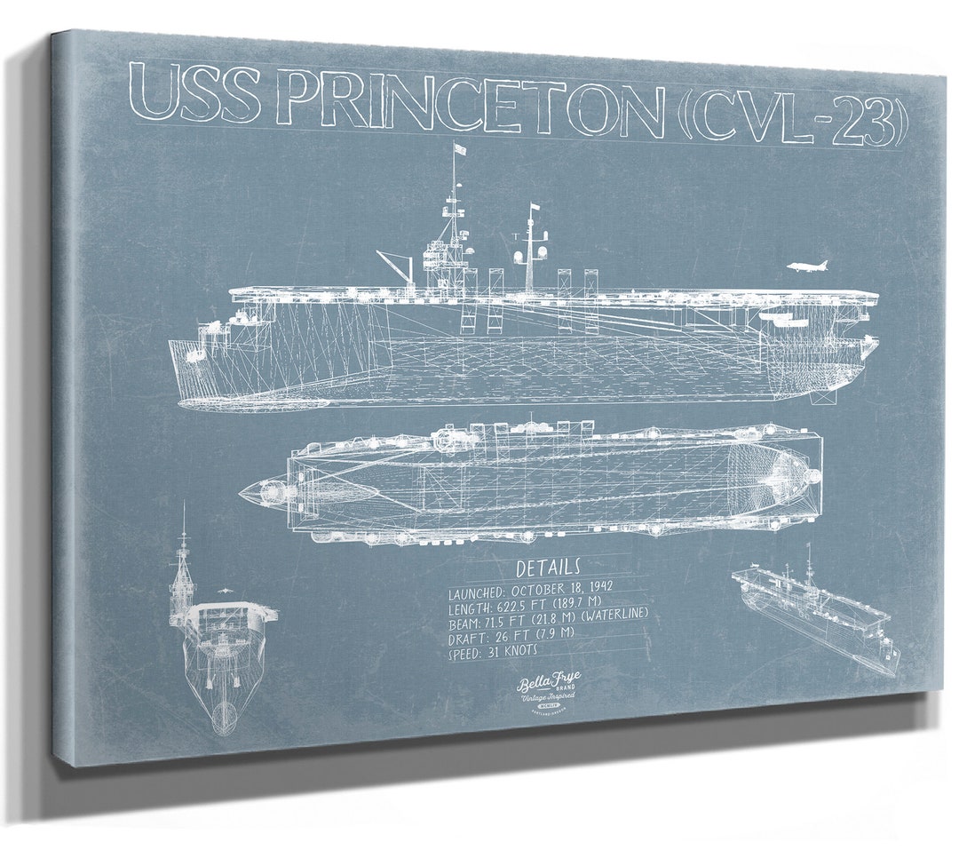 USS Princeton (CVL-23) Blueprint Wall Art - Original Carrier Print - Etsy