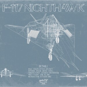 F-117 Nighthawk Aircraft Blueprint Wall Art Original Fighter - Etsy
