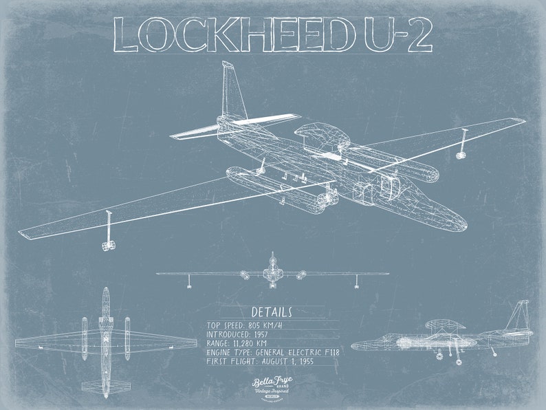 Lockheed U-2 Dragon Lady Blueprint Wall Art Original - Etsy