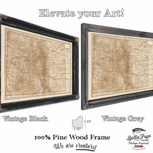 Framed Colorado Vintage Map - Ornate Embellishment Frame With Print - Etsy