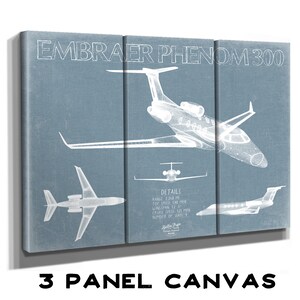 Embraer Phenom 300 Aircraft Blueprint Wall Art - Original Airplane ...