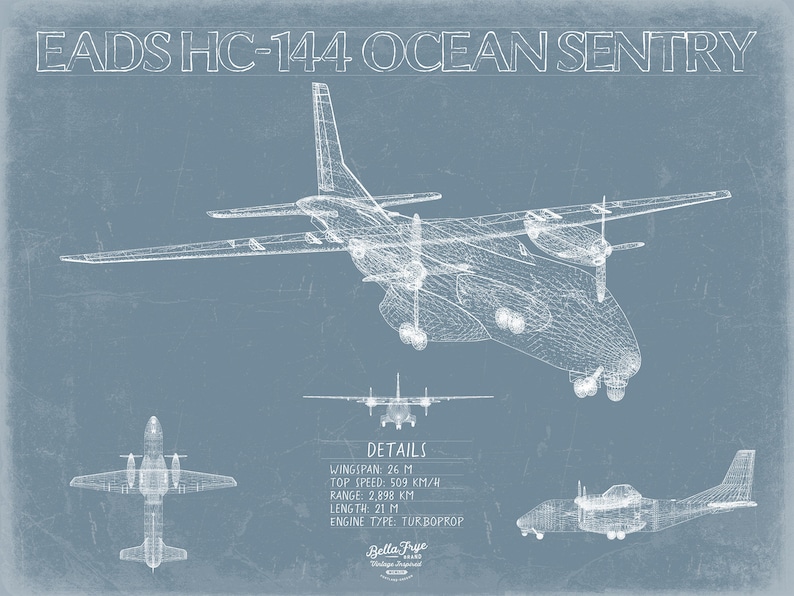 EADS HC 144 Ocean Sentry Blueprint Wall Art Original - Etsy