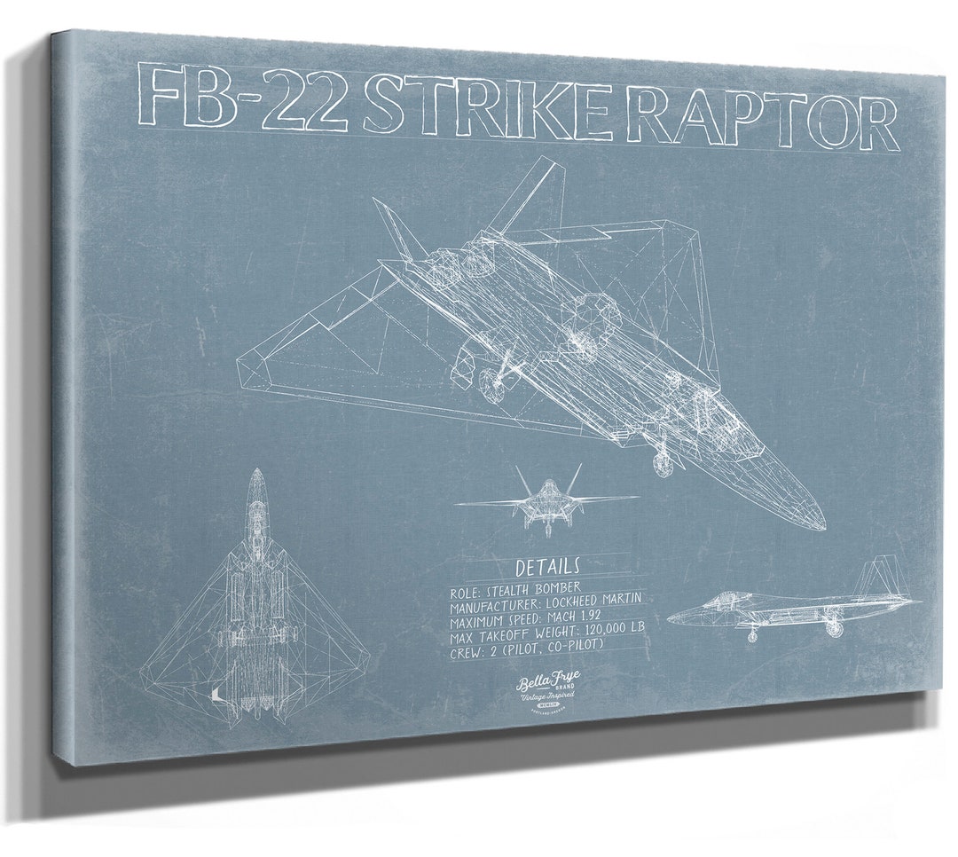 Lockheed Martin FB-22 Strike Raptor Aircraft Blueprint Wall Art ...