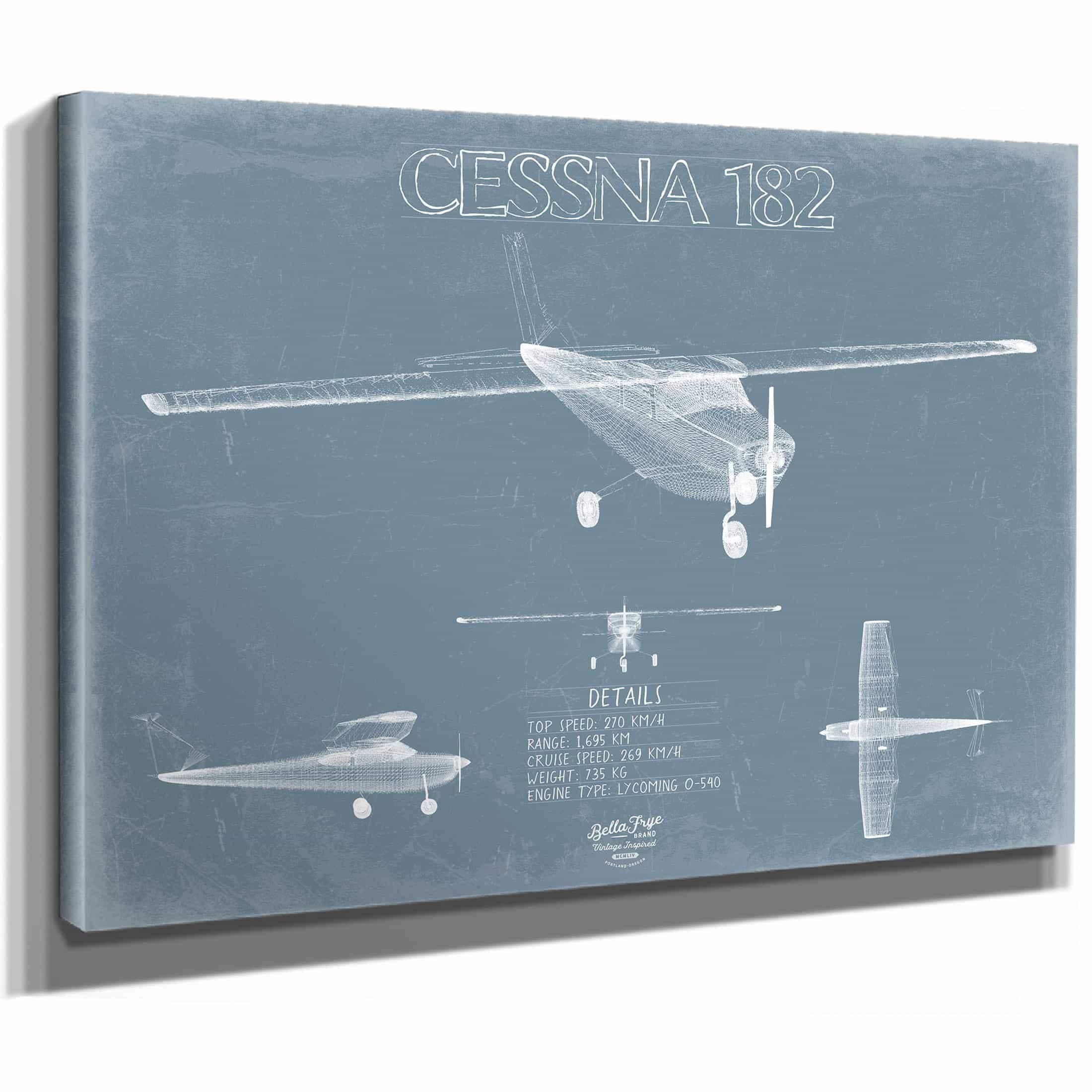 Cessna 182 Skylane Aircraft Blueprint Wall Art - Original Airplane ...
