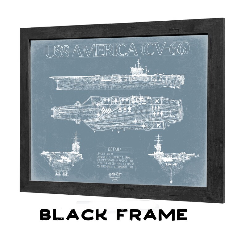 USS America CV-66 Supercarrier Blueprint Wall Art Original - Etsy
