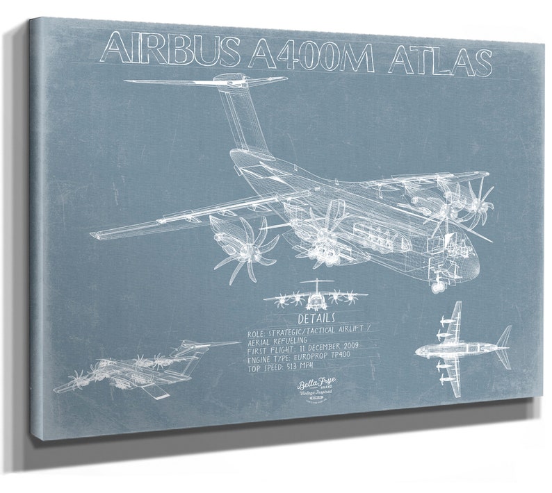 Airbus A400M Atlas Aircraft Blueprint Wall Art Original - Etsy