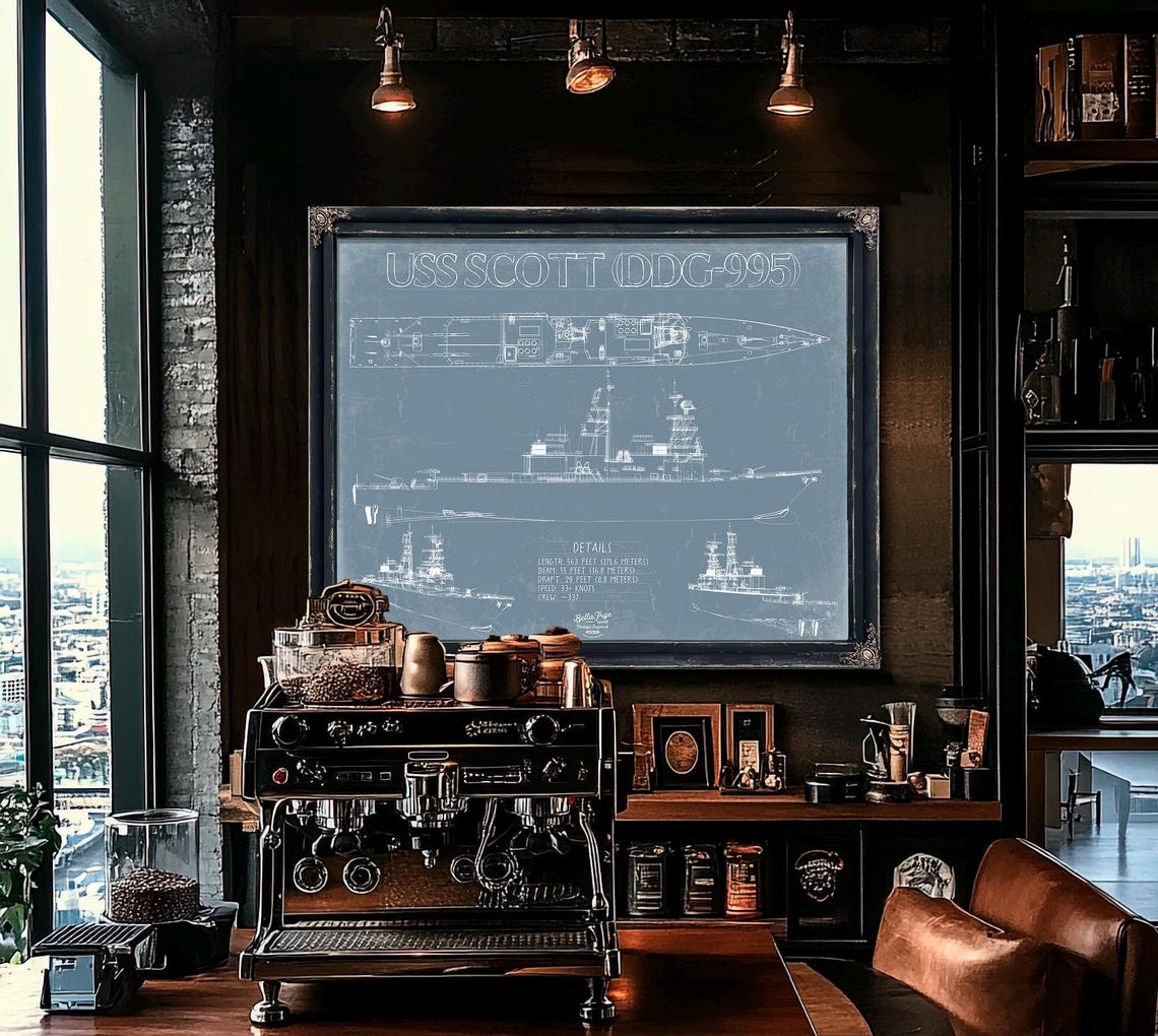 USS Scott (DDG-995) Blueprint Wall Art - Original Destroyer Print - Etsy