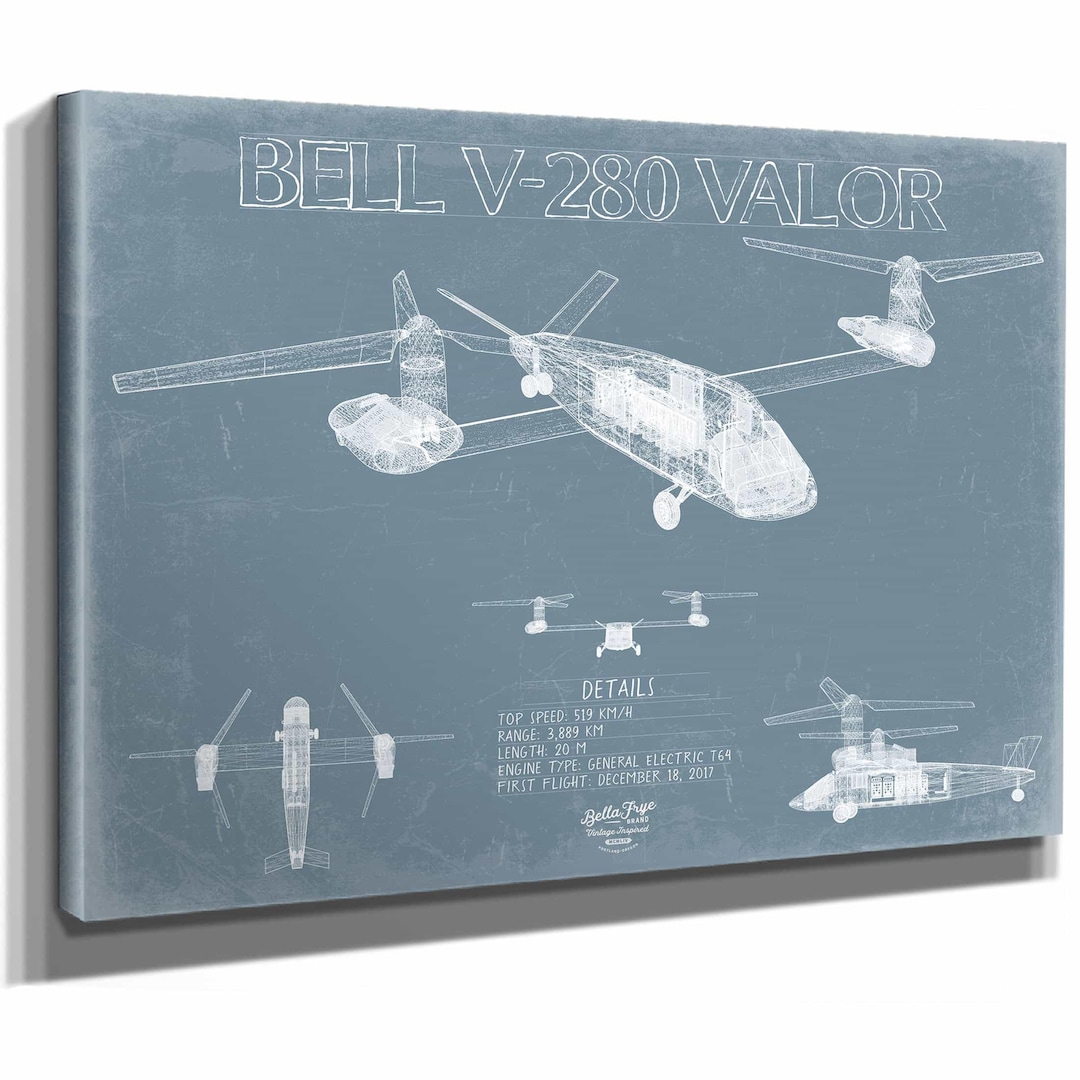 Bell V-280 Valor Aircraft Blueprint Wall Art - Original Aviation Plane ...