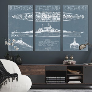 USS California BB-44 Blueprint Wall Art - Original Dreadnought ...
