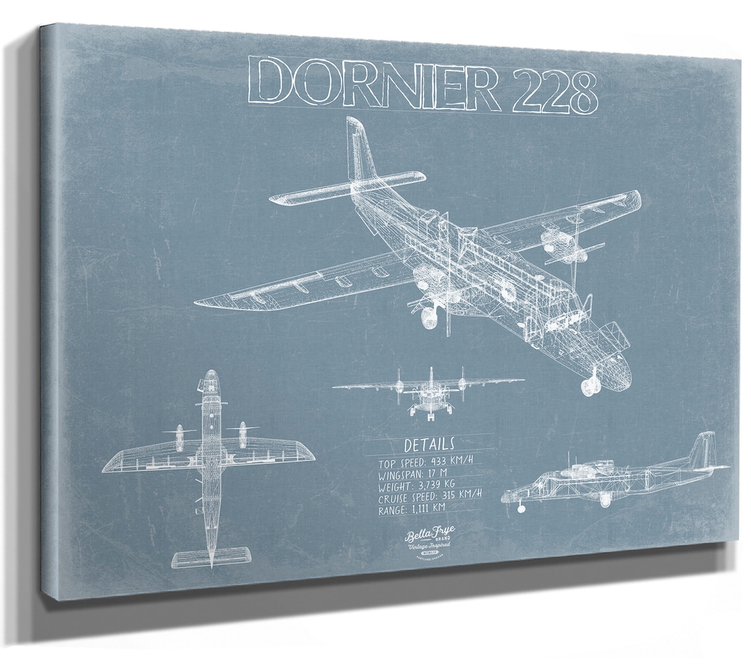 Dornier 228 (dornier Do 228) Blueprint Wall Art - Original Aviation ...