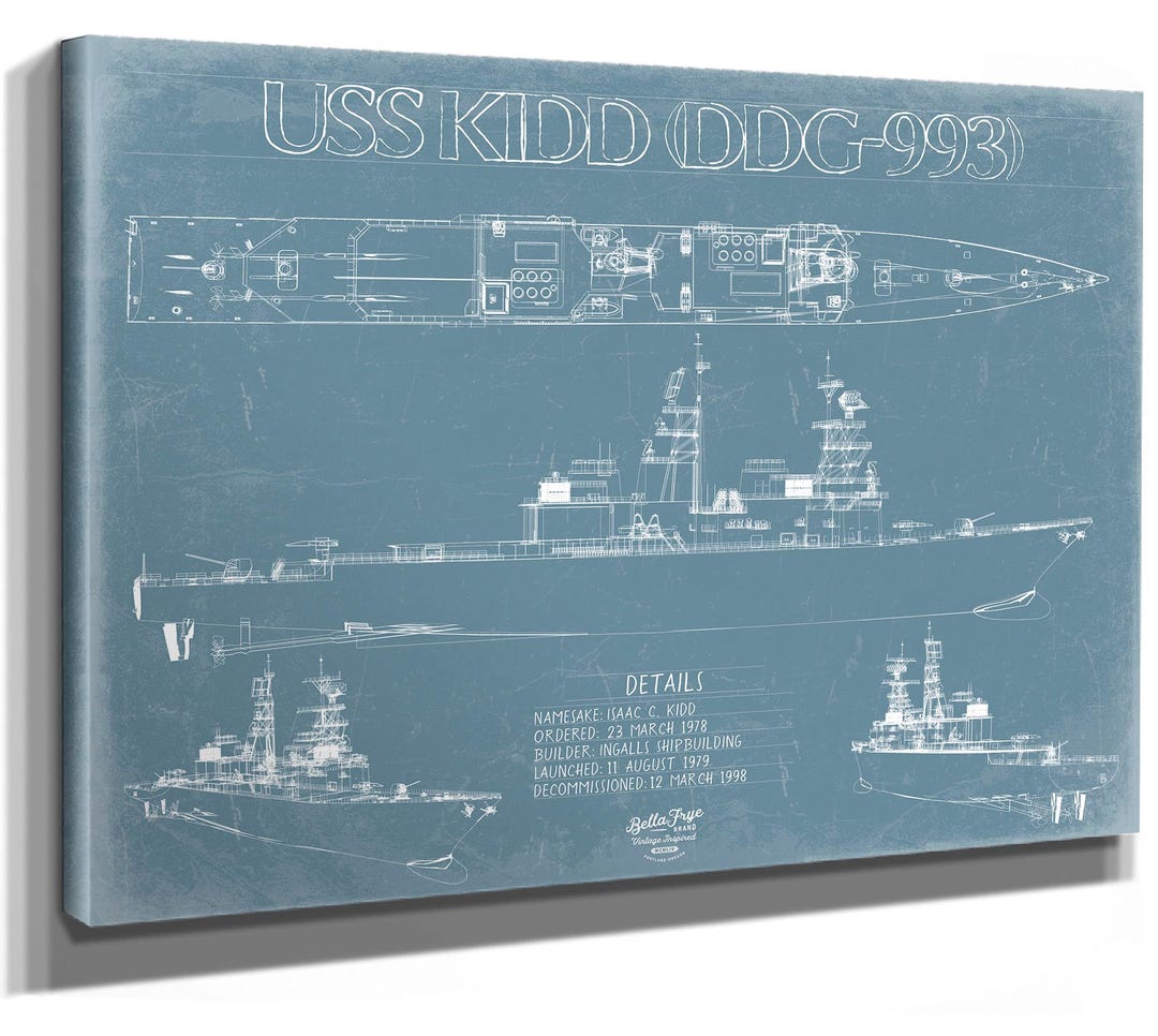 USS Kidd (DDG-993) Blueprint Wall Art - Original Destroyer Print - Etsy