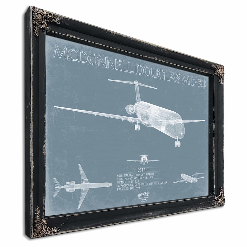 Mcdonnell Douglas MD-80 Aircraft Blueprint Wall Art - Original Aviation ...