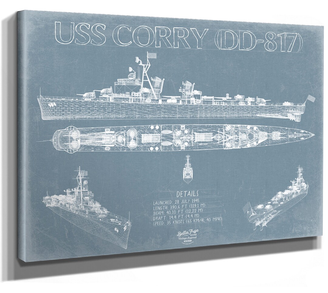 USS Corry (DD-817) Blueprint Wall Art - Original Destroyer Print - Etsy