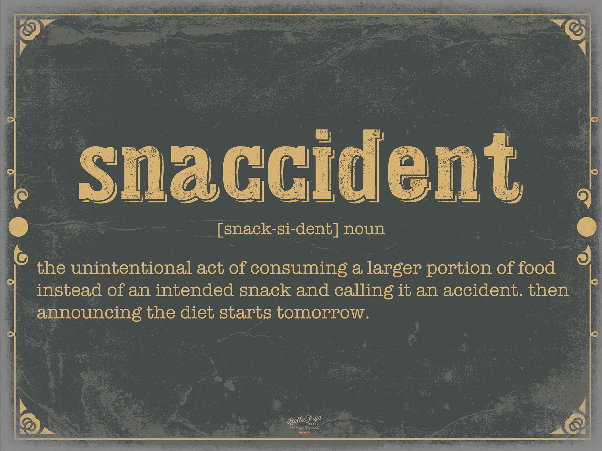 Snaccident Word Definition Wall Art Gift for Snaccident - Etsy
