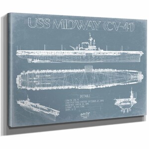 USS Midway (CV-41) Blueprint Wall Art - Original Carrier Print - Etsy