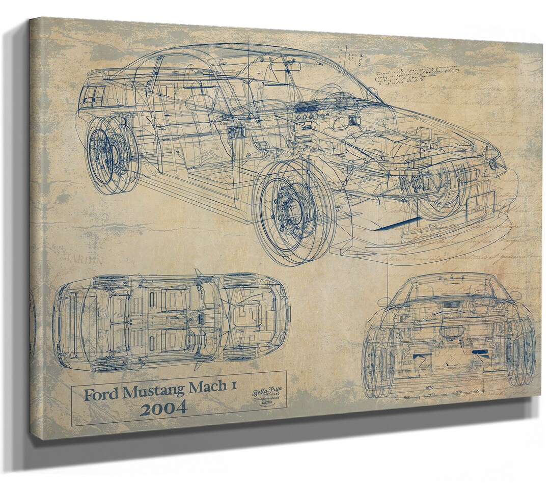 Vintage 2004 Mustang Mach 1 Car Model Print, Gifts for Him, Original ...