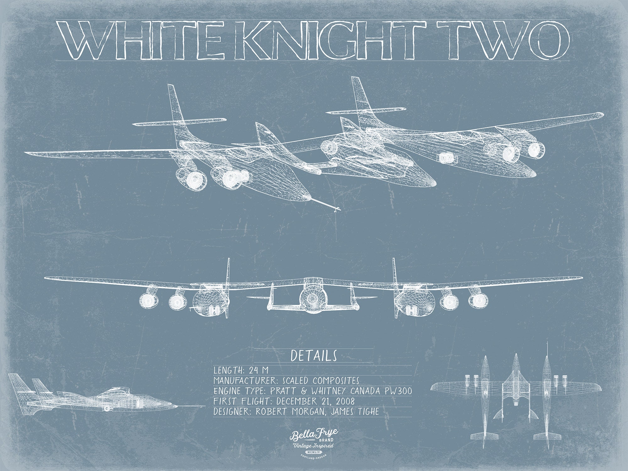 White Knight Two Aircraft Blueprint Wall Art Original Plane - Etsy UK