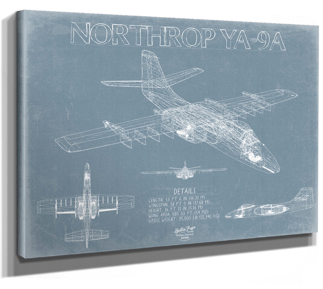Northrop YA-9A Aircraft Blueprint Wall Art - Original Fighter Plane ...