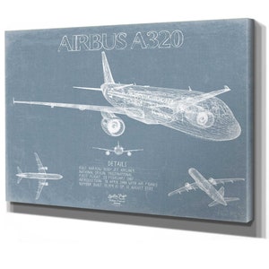 Airbus A320 Aircraft Blueprint Wall Art - Original Aviation Plane Print ...