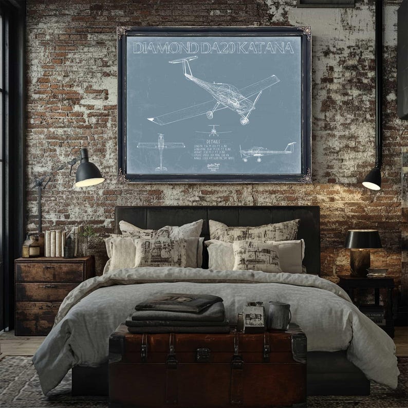 Diamond DA20 Katana Aircraft Blueprint Wall Art - Original Airplane ...