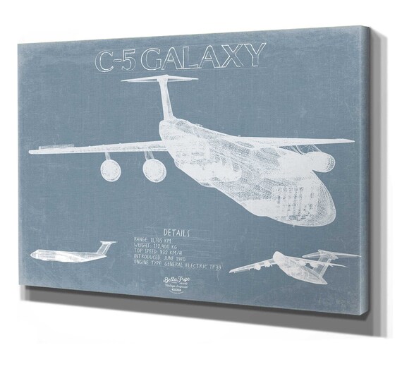 C-5 Galaxy Blueprint Wall Art Original Aviation Plane Print - Etsy