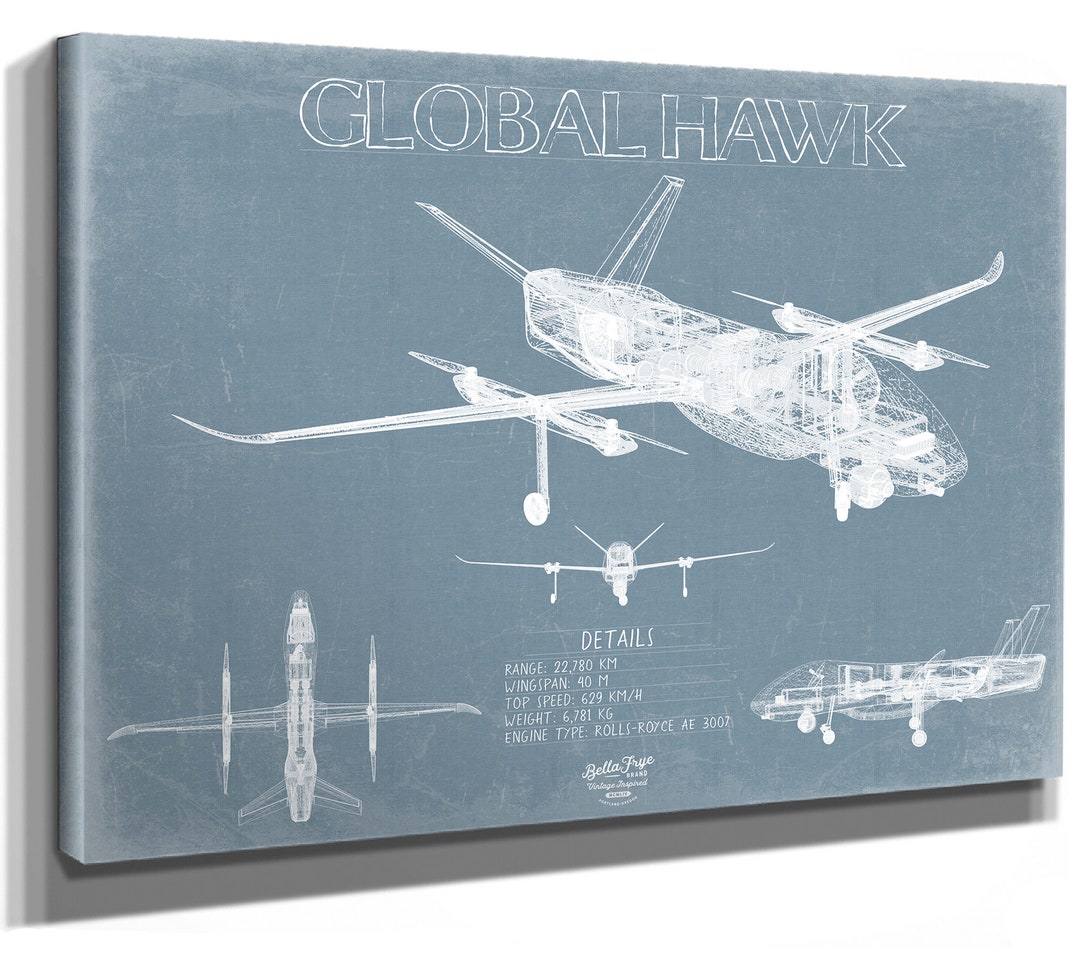 Global Hawk Aircraft Blueprint Wall Art - Original Airplane Print - Etsy