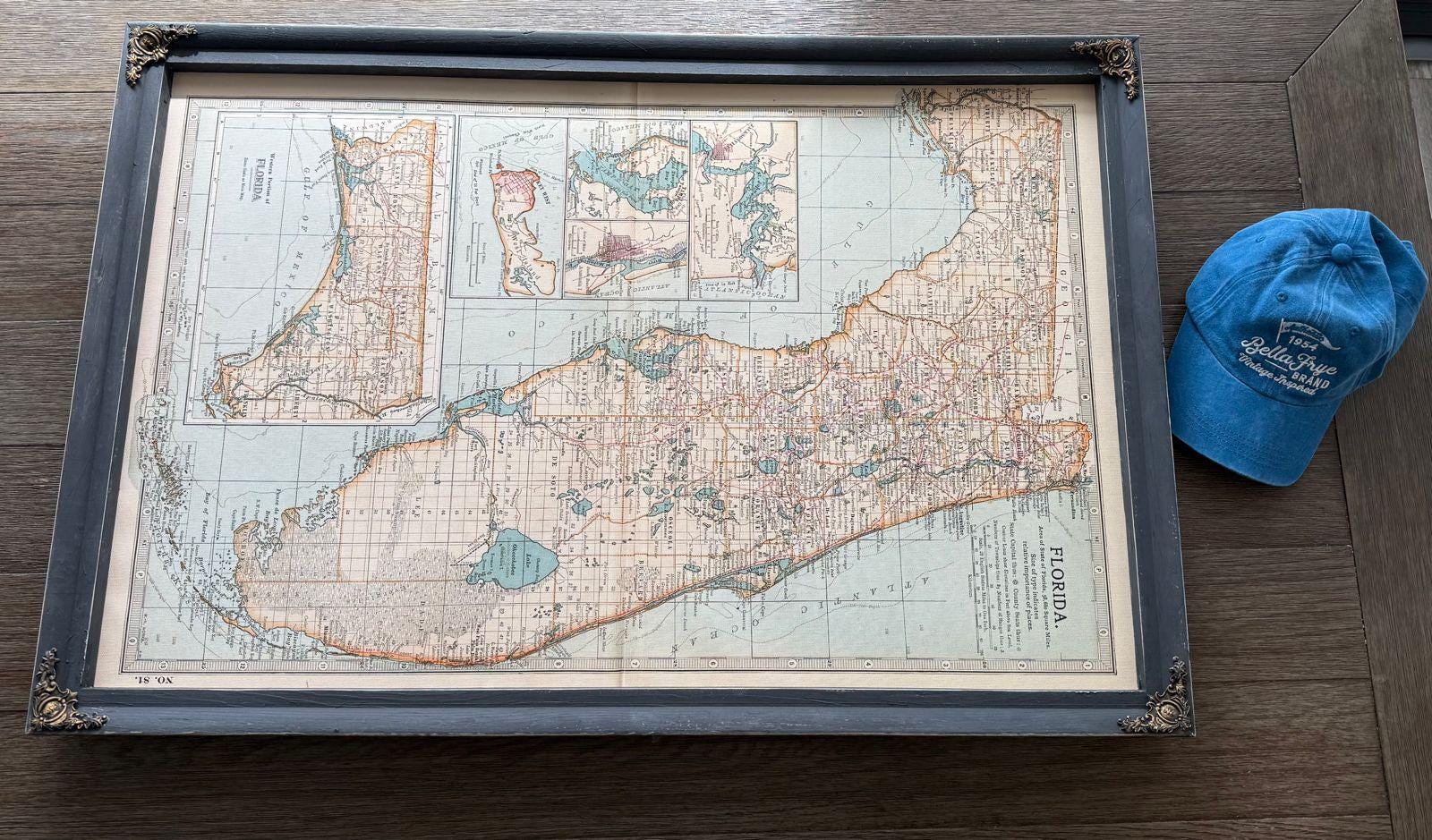 Framed World Vintage Map - Ornate Embellishment Frame With Print - Etsy
