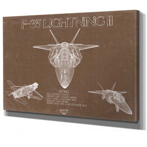 F-35 Lightning II Aircraft Blueprint Wall Art Original Fighter Plane ...