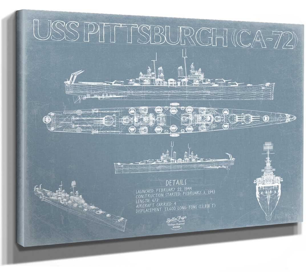 USS Pittsburgh (CA-72) Blueprint Wall Art - Original Cruiser Print - Etsy
