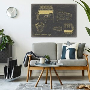 Vintage Chevrolet LS1 Engine Print, Original Blueprint Canvas - Etsy