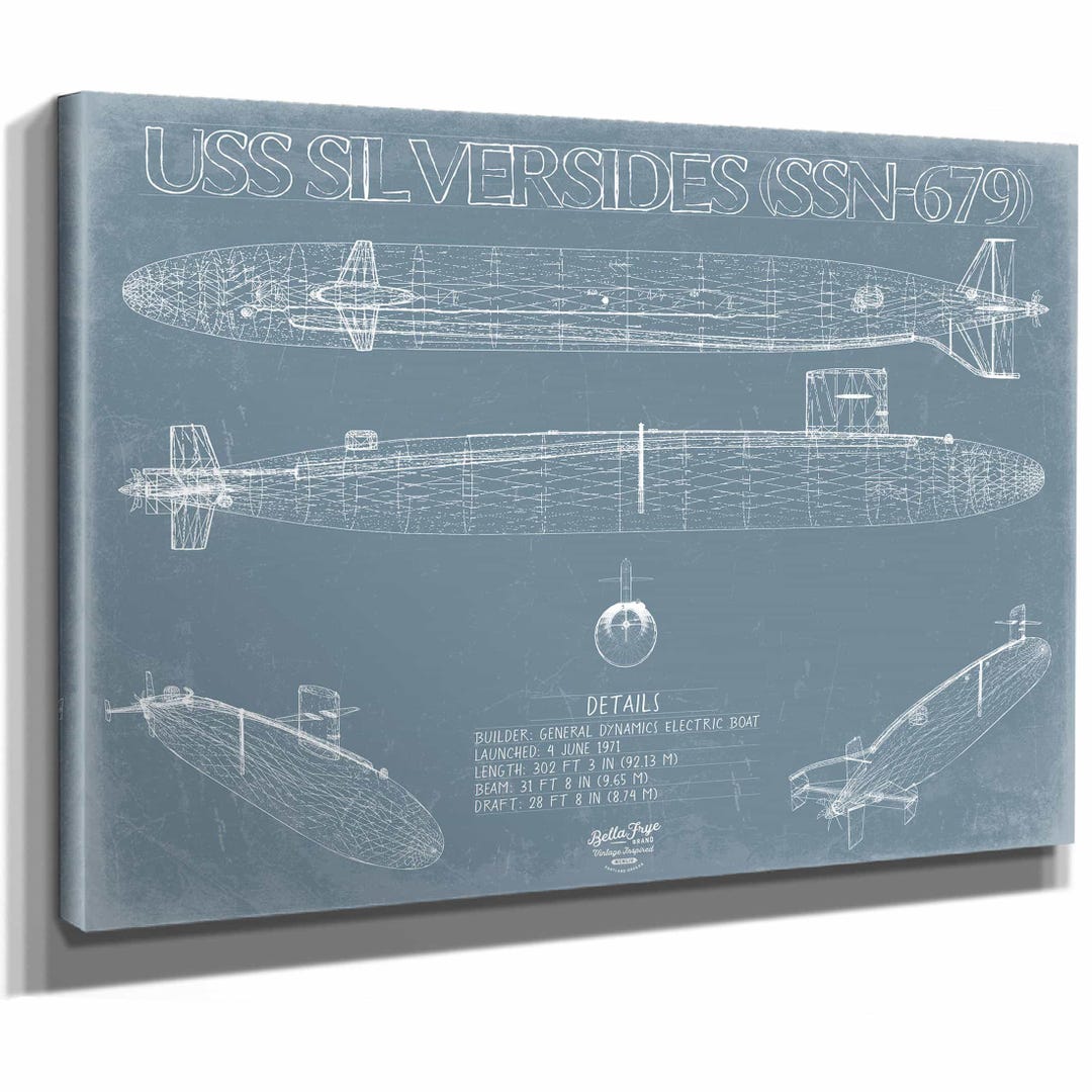 USS Silversides (SSN-679) Blueprint Wall Art - Original Nuclear-powered ...