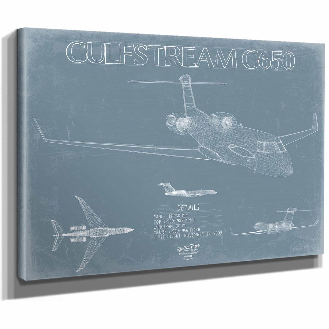 Gulfstream G650 Aircraft Blueprint Wall Art - Original Aviation Plane ...