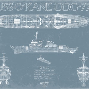 USS Okane DDG-77 Blueprint Wall Art Original Destroyer Print - Etsy