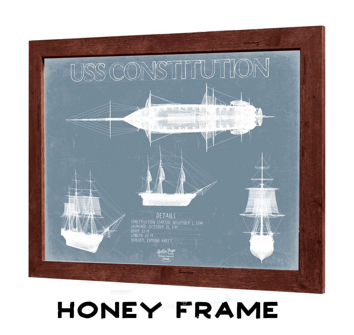 USS Constitution old Ironsides Blueprint Wall Art Original - Etsy